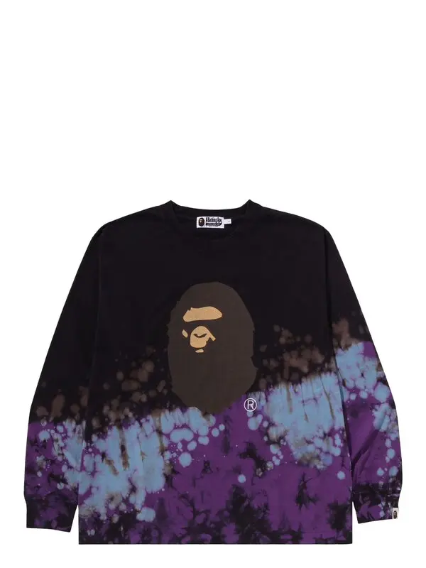 A BATHING APE Tie Dye Ape Head Relaxed Fit Long-sleeve Tee - Black