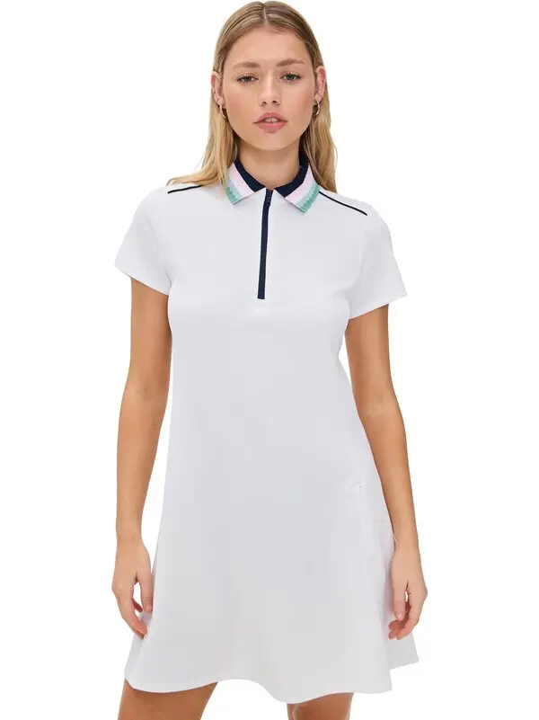 Ralph Lauren Pique Knit Dress - Ceramic White/rfd Navy Multi