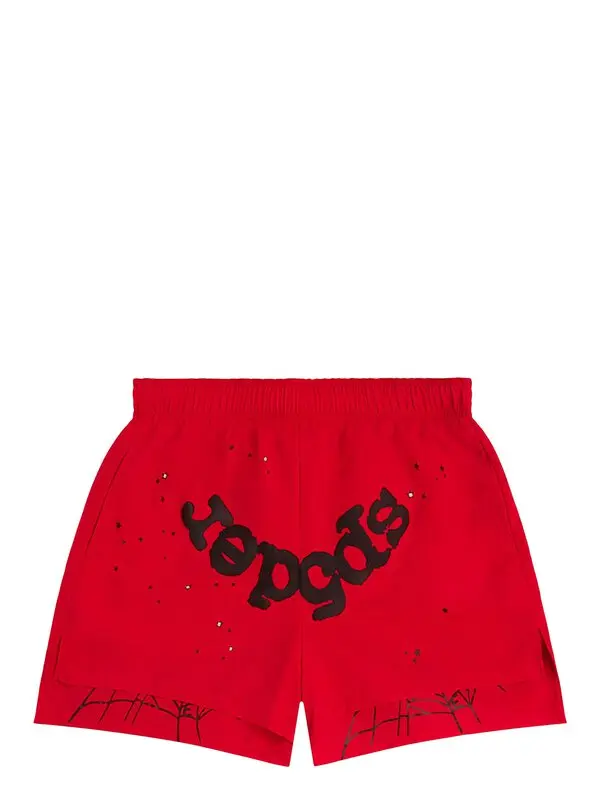 SP5DER Og Web Double Layer Shorts - Red