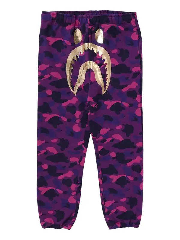 A BATHING APE Color Camo Shark Sweatpants - Purple