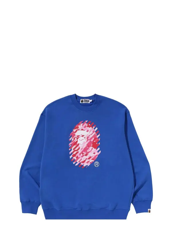 BAPE Abc Camo Ape Head Relaxed Fit Crewneck Sweatshirt - Blue