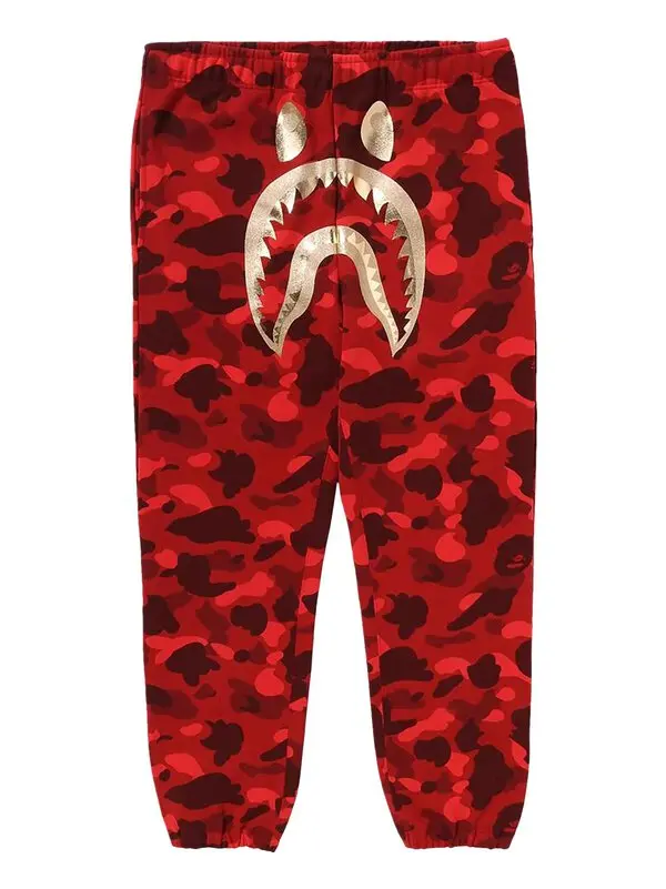 A BATHING APE Color Camo Shark Sweatpants - Red