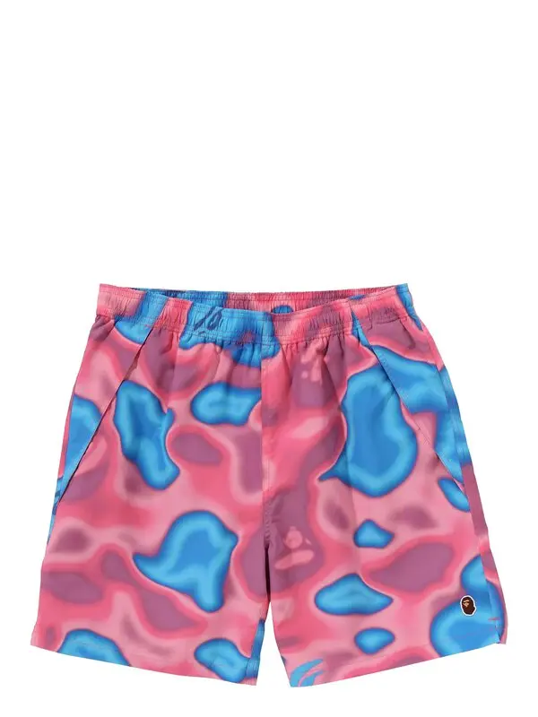 BAPE Liquid Camo One Point Beach Shorts - Pink
