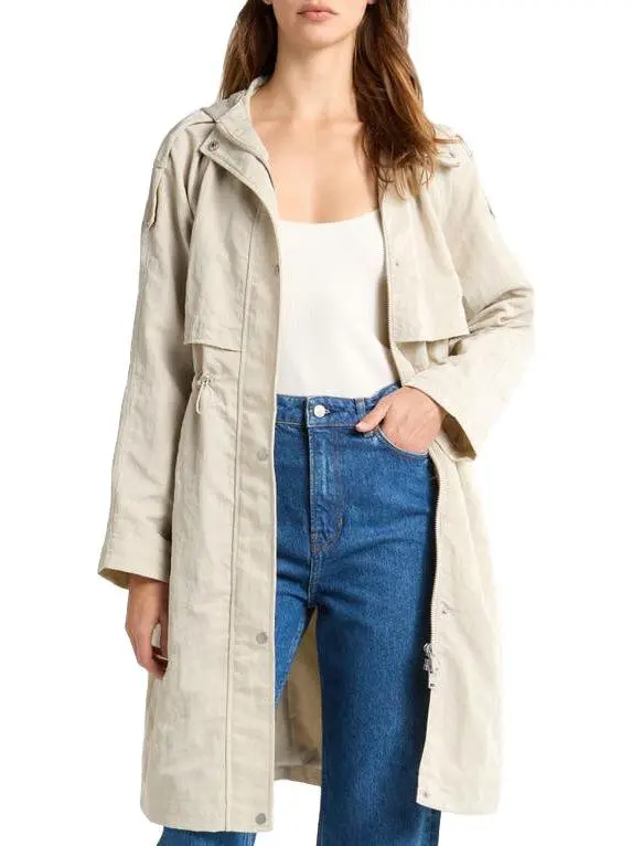 Avec Les Filles Hooded Utility Jacket - Cement
