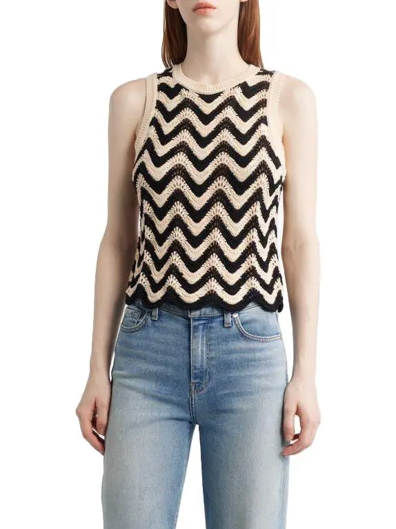 525 America 525 Kayla Chevron Cotton Sweater Tank - Sand Dollar Multi