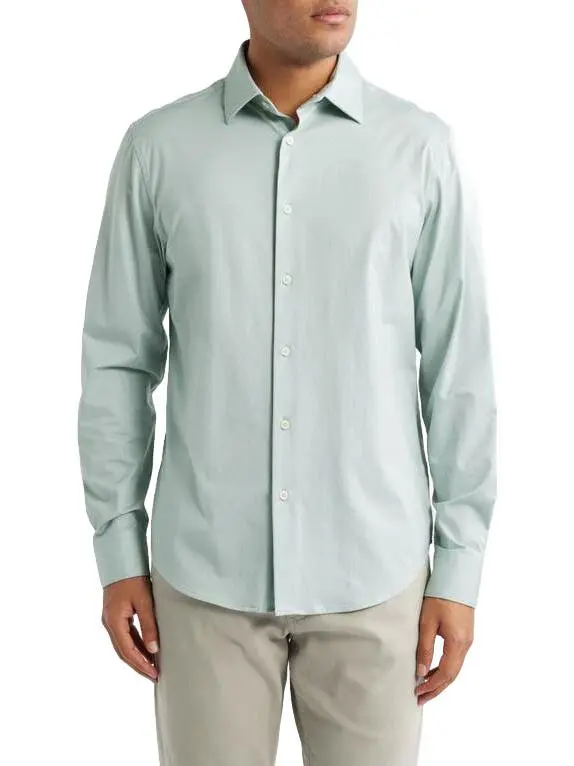 Bugatchi Jimmy Ooohcotton® Herringbone Button-up Shirt - Mint