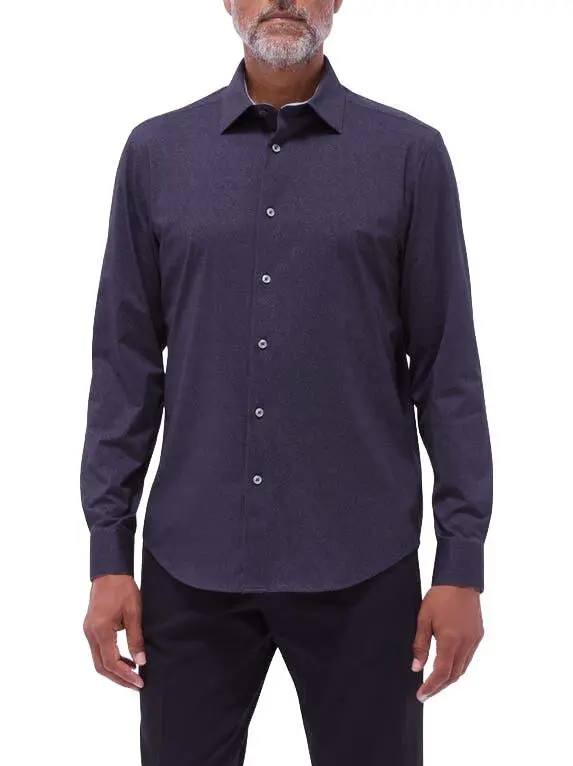 Bugatchi Jimmy Ooohcotton® Solid Button-up Shirt - Black