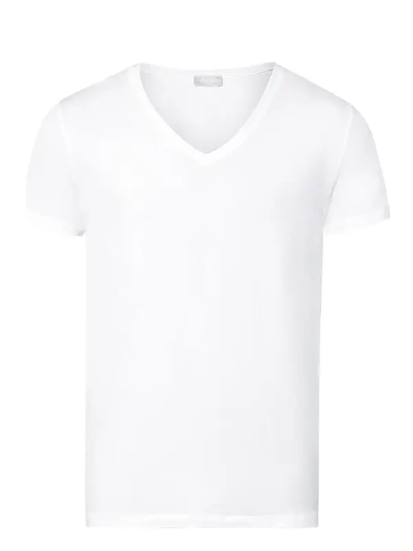 Hanro Cotton Superior Fitted V-neck Cotton T-shirt - White