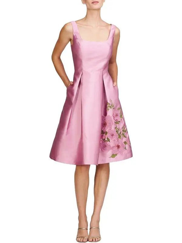 KAY UNGER Rebekah Sleeveless Satin Cocktail Dress - Berry Sorbet