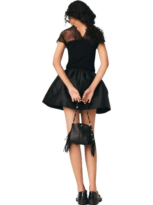 Maje Jersey Top With Lace - Black