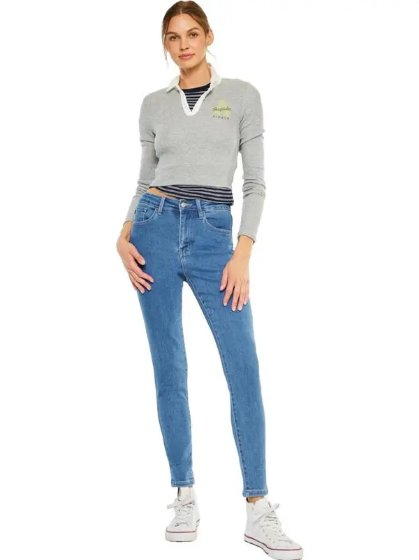 KANCAN Bev High Rise Ankle Skinny Jeans - Medium Wash