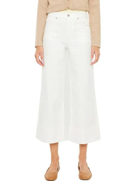 OFFICIAL KANCAN USA Kancan Usa Sammie High-rise Wide-leg Cropped Jeans - White