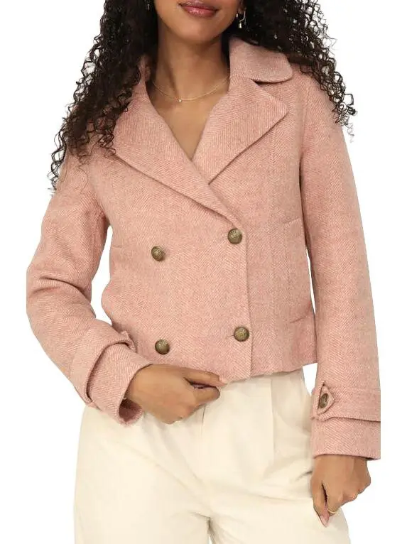 BELLE & BLOOM Cropped Pea Coat - Blush