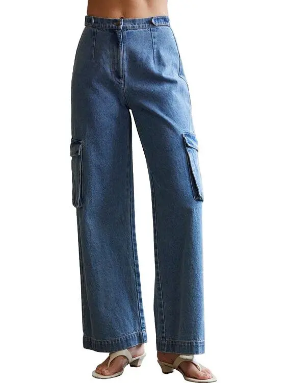 CRESCENT Denim Cargo Pants - Denim Blue