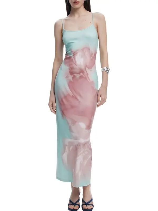 Desigual Abstract Floral Maxi Dress - Turquoise