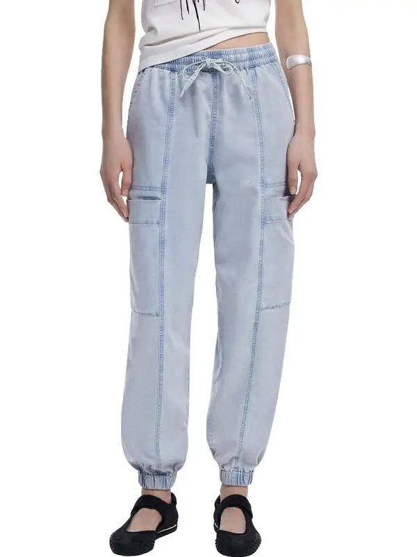 Desigual Chambray Cargo Joggers - Light Blue