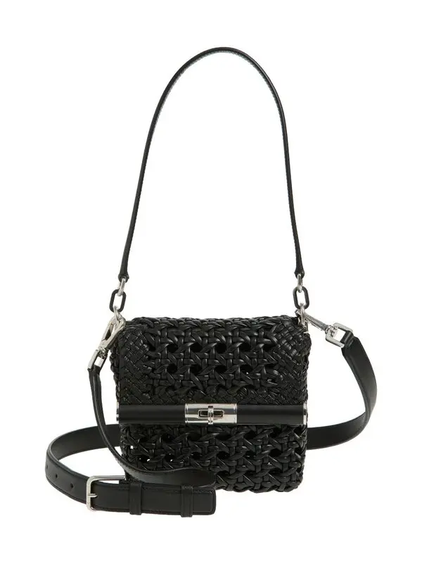 Dolce & Gabbana Marlene Woven Leather Shoulder Bag - Black/ Black