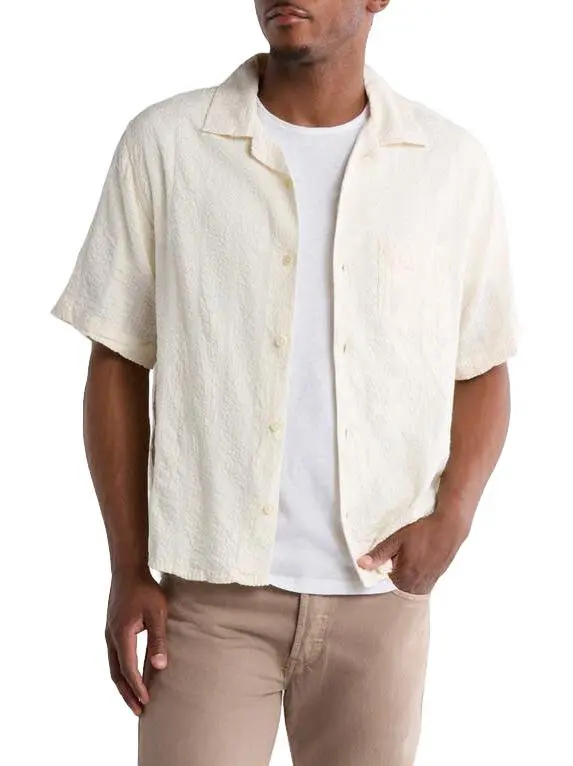 CORRIDOR Stripe Seersucker Camp Shirt - White
