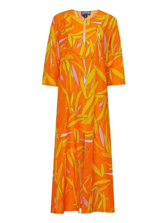 Vilebrequin Madrague Cotton And Silk Kaftan - Abricot