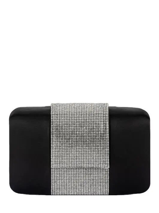 OLGA BERG Aubrey Crystal Trim Clutch - Black