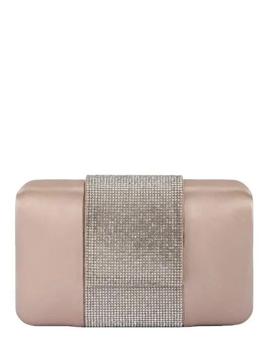 OLGA BERG Aubrey Crystal Trim Clutch - Natural