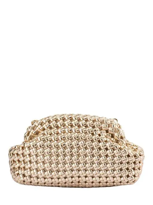 OLGA BERG Everly Handwoven Frame Clutch - Gold