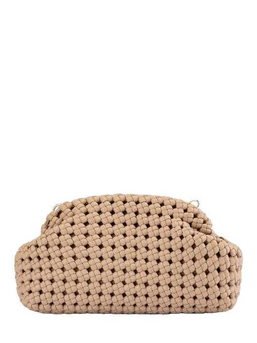 OLGA BERG Everly Handwoven Frame Clutch - Natural