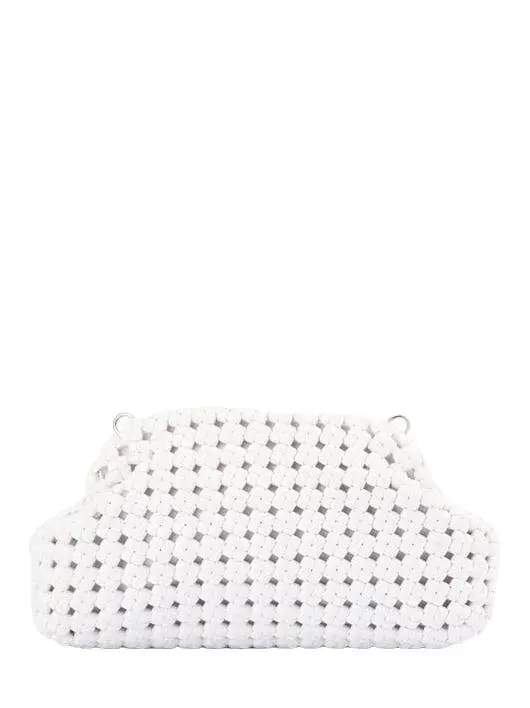 OLGA BERG Everly Handwoven Frame Clutch - White