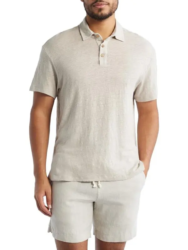 ALEX CRANE Linen Polo - Bone