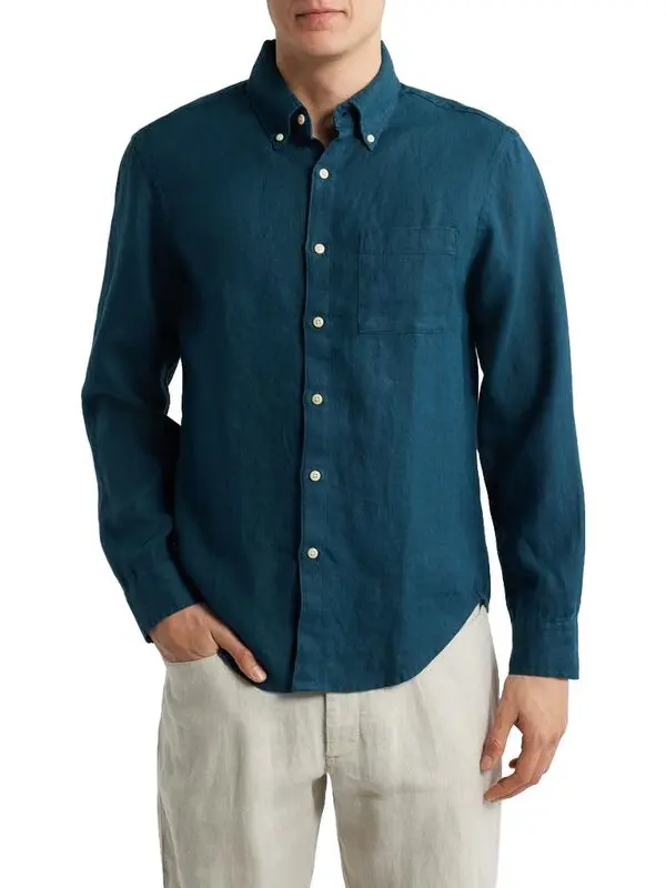 ALEX CRANE Playa Linen Button-down Shirt - Dusk