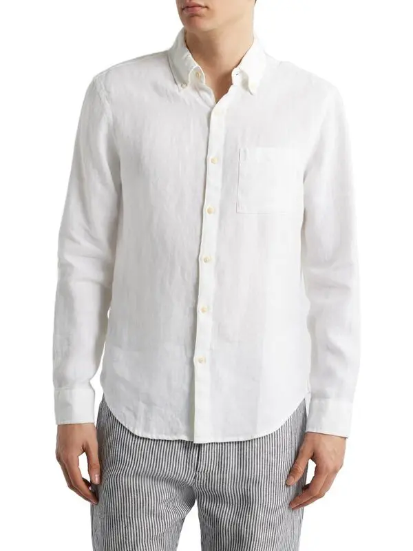 ALEX CRANE Playa Linen Button-down Shirt - Snow