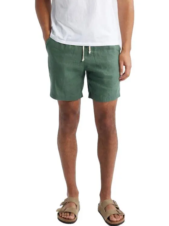 ALEX CRANE Bo Linen Drawstring Shorts - Pine