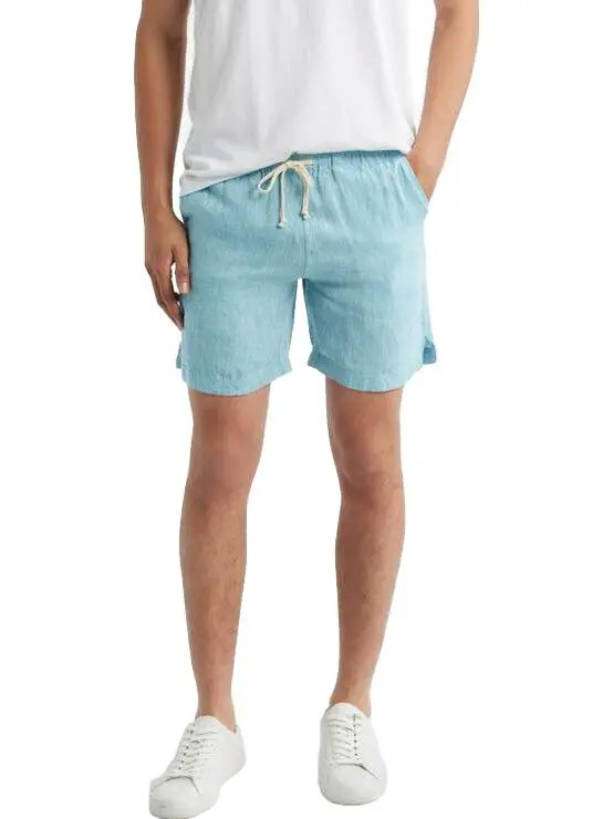 ALEX CRANE Bo Linen Drawstring Shorts - Sky