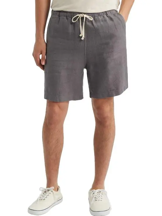 ALEX CRANE Bo Linen Drawstring Shorts - Slate