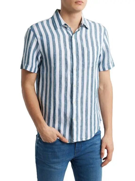 ALEX CRANE Ola Linen Short Sleeve Button-up Shirt - Bigwave
