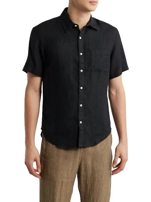 ALEX CRANE Ola Linen Short Sleeve Button-up Shirt - Night