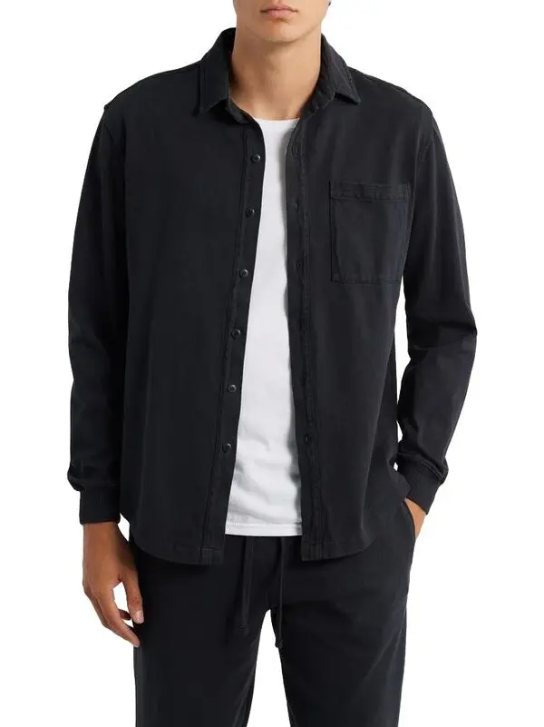 ALEX CRANE Caza Rib Organic Cotton Knit Button-up Shirt - Night