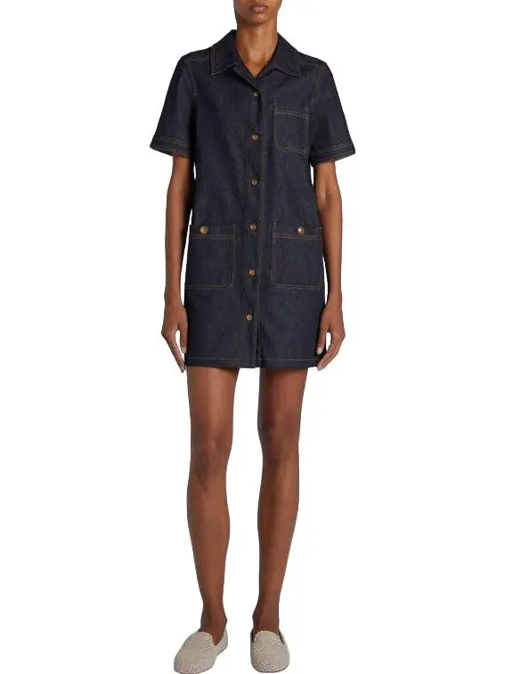Moncler Stretch Denim Shirt Dress - Blue Navy Denim