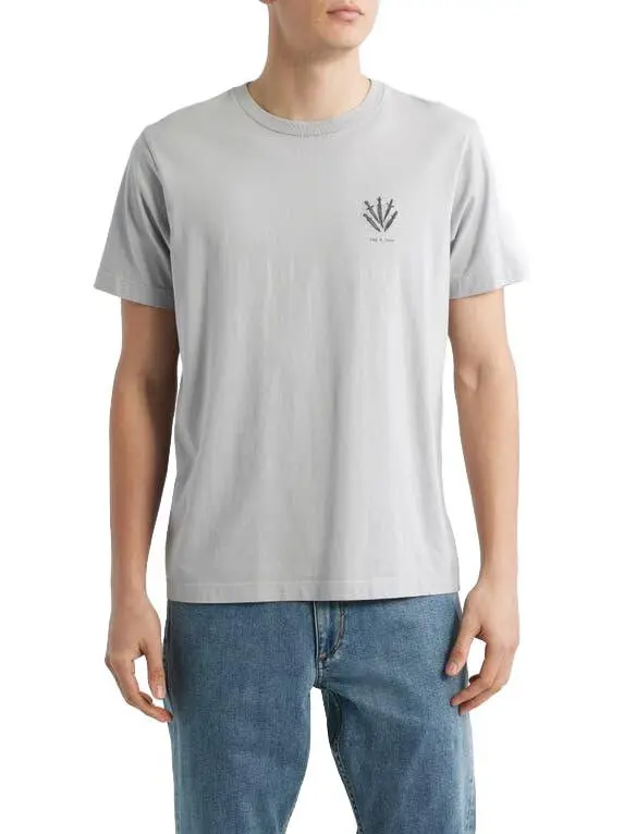 Rag & Bone Dagger Embroidered Cotton Graphic T-shirt - Washed Light Grey