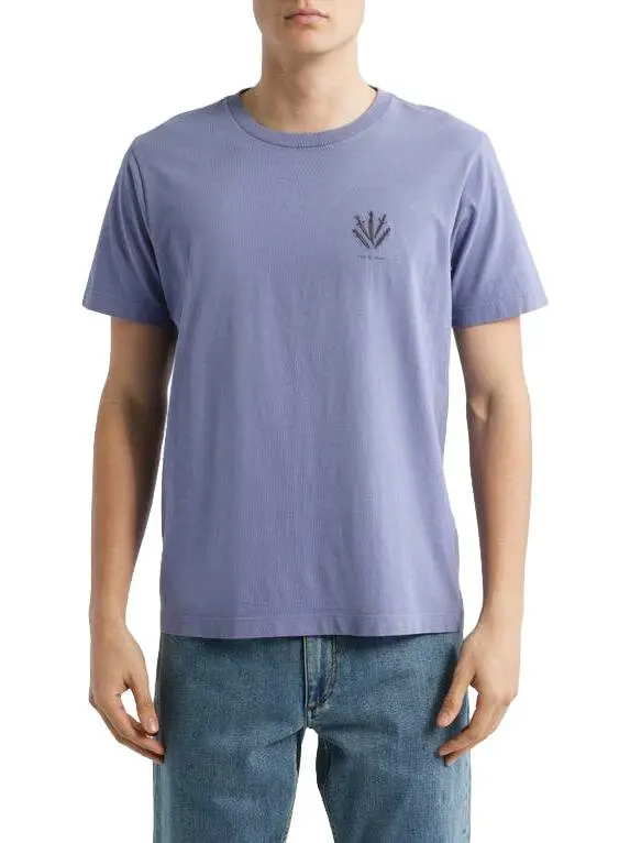 Rag & Bone Dagger Embroidered Cotton Graphic T-shirt - Washed Purple