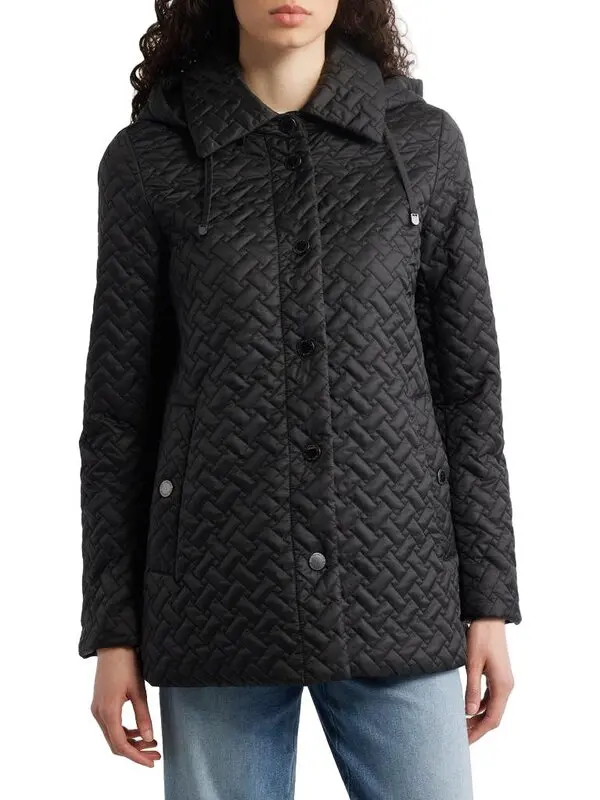 London Fog Water Resistant Quilted Jacket - Black