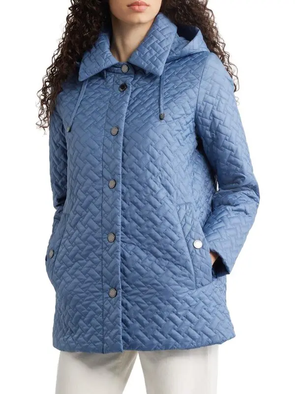 London Fog Water Resistant Quilted Jacket - Blue