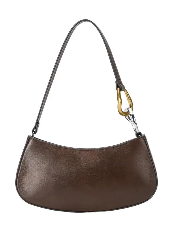 Staud Ollie Leather Shoulder Bag - Espresso Distressed