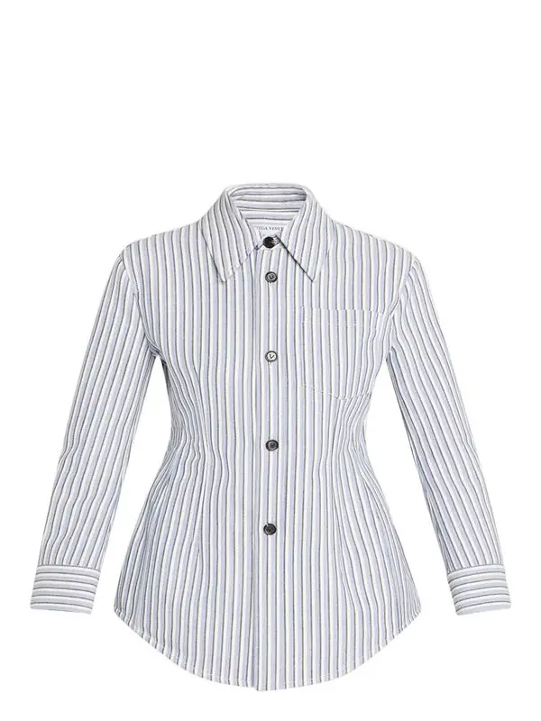 Bottega Veneta Structured Cotton Stripe Jacket - Chalk Wht
