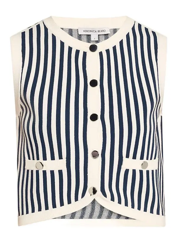 Veronica Beard Leland Striped Vest - Navy Off-white