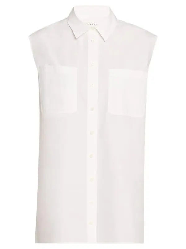 FRAME The Sleeveless Shirtdress - White