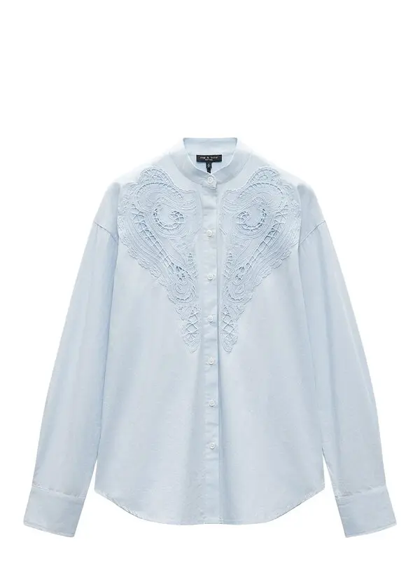 Rag & Bone Ainsley Embroidered Shirt - Ltblue