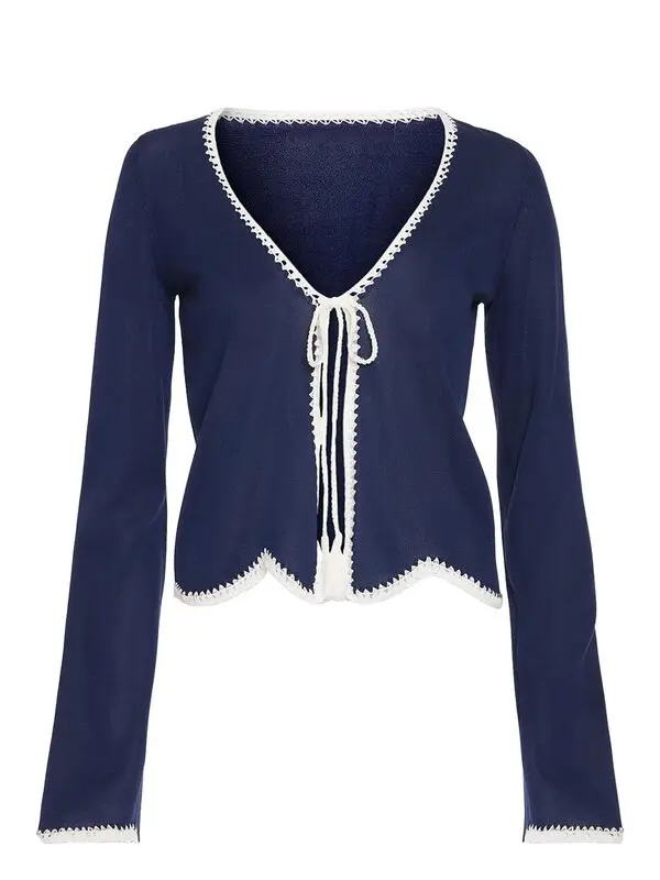 Ramy Brook Tara Crochet-trim Cardigan - Spring Navy Wave
