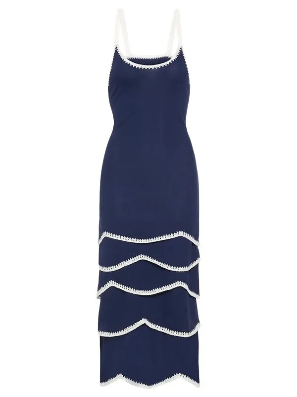 Ramy Brook Aurelia Crochet-trimmed Midi Dress - Spring Navy Wave