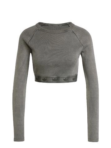Adidas Ribbed Long Sleeve Crop Top - Black